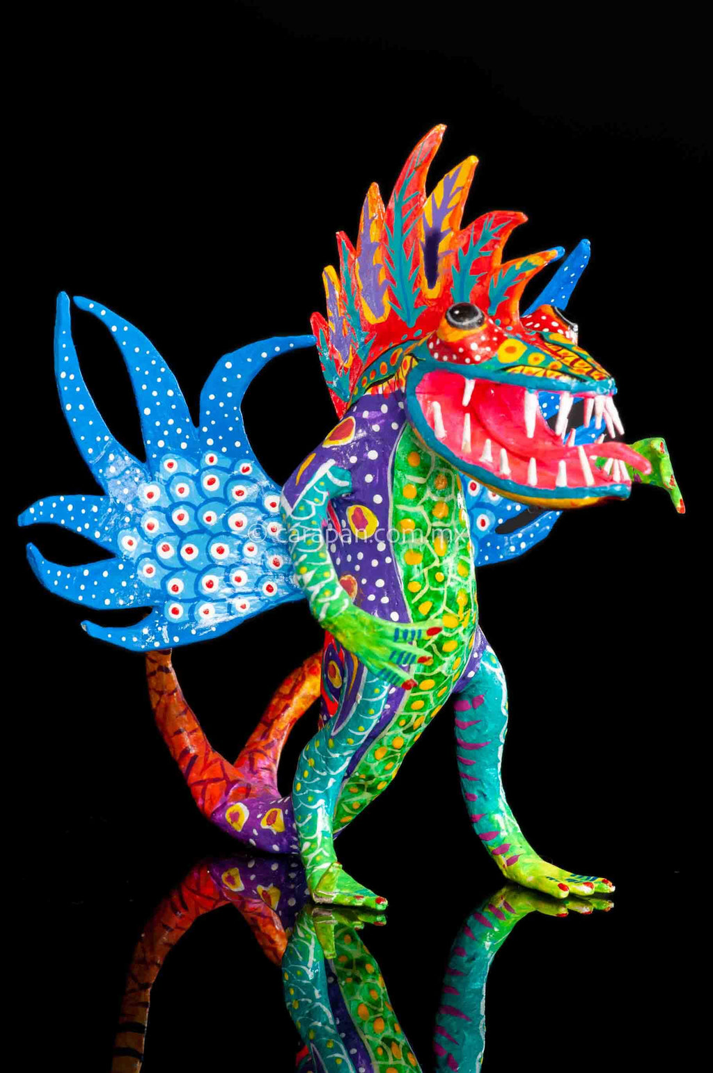Paper Mache Alebrije Mexican Dragon Blue Wings – CARAPAN, MEXICAN ART ...