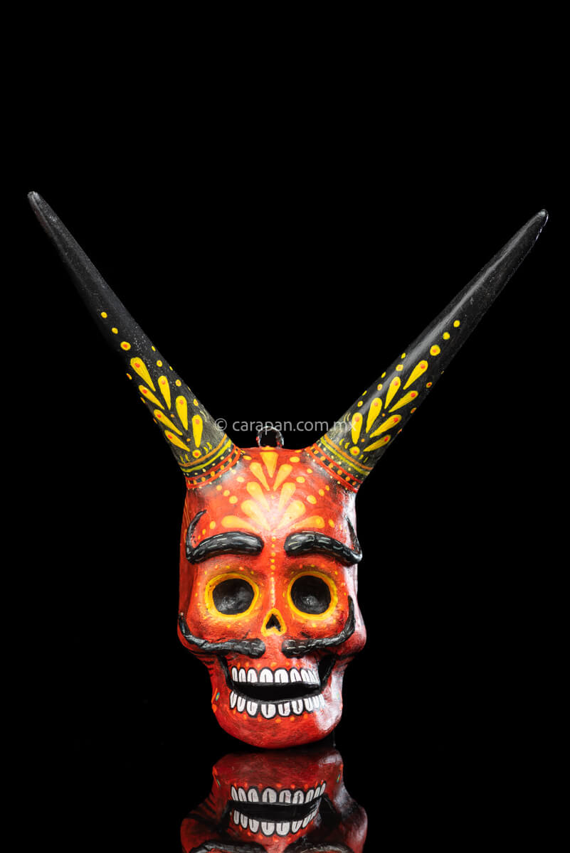 Mexican Devil-Skull Paper Mache Head Black Horns – CARAPAN, MEXICAN ART ...