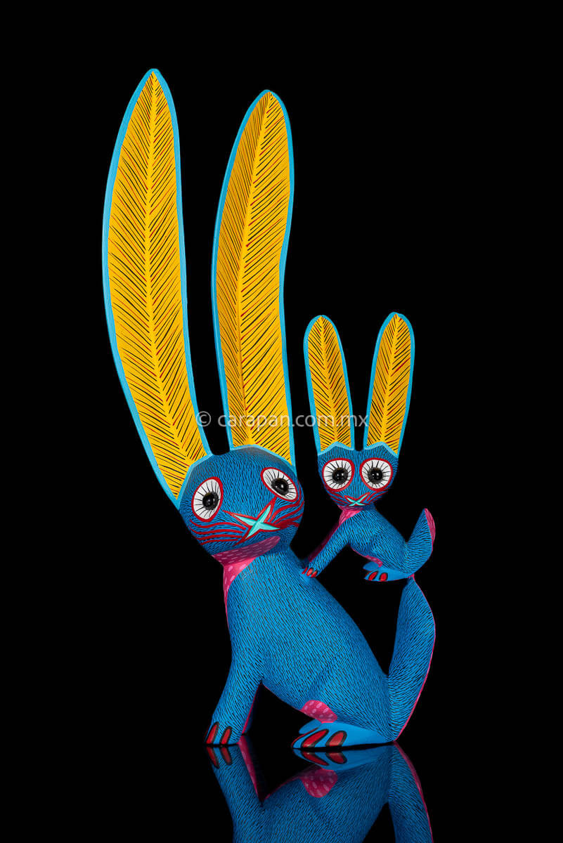 Rabbit With Bunny Scuplture Mexican Wood Carving Alebrije – CARAPAN ...