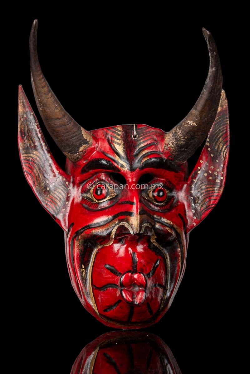 Devil Mask with Bull horns Hand Crafted in Guerrero, Mexico – CARAPAN ...