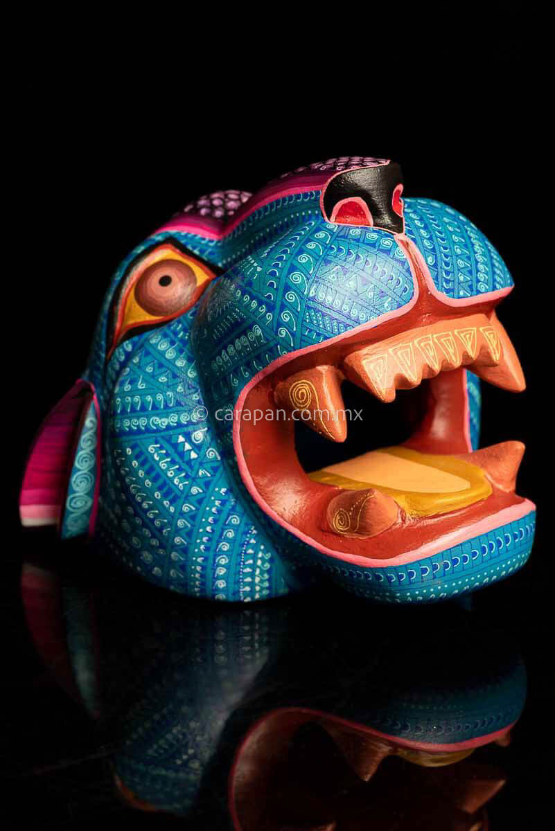 Mexican Jaguar Head Pink & Blue – CARAPAN, MEXICAN ART GALLERY SINCE 1950.