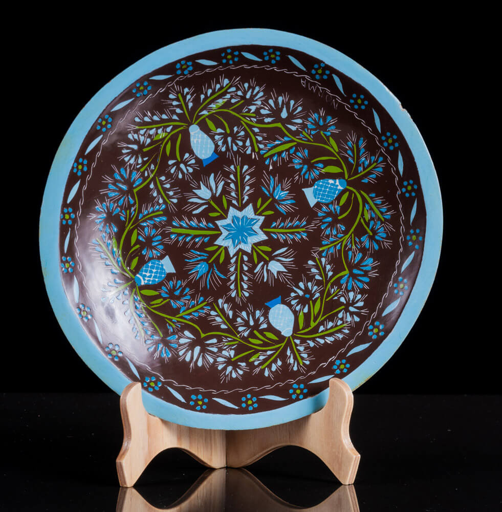 Mexican Lacquer dish batea blue & black from Uruapan Michoacan ...