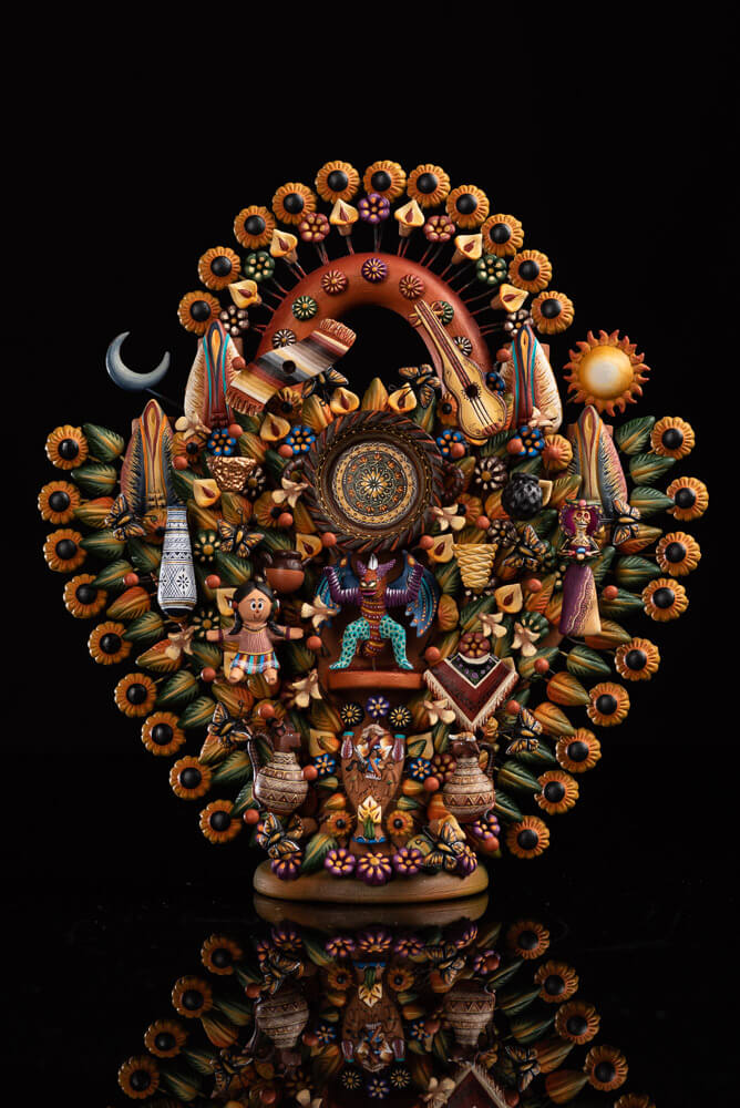 Clay Tree of Life with Mexican Folk Art Theme Fine Pottery, Signed ...