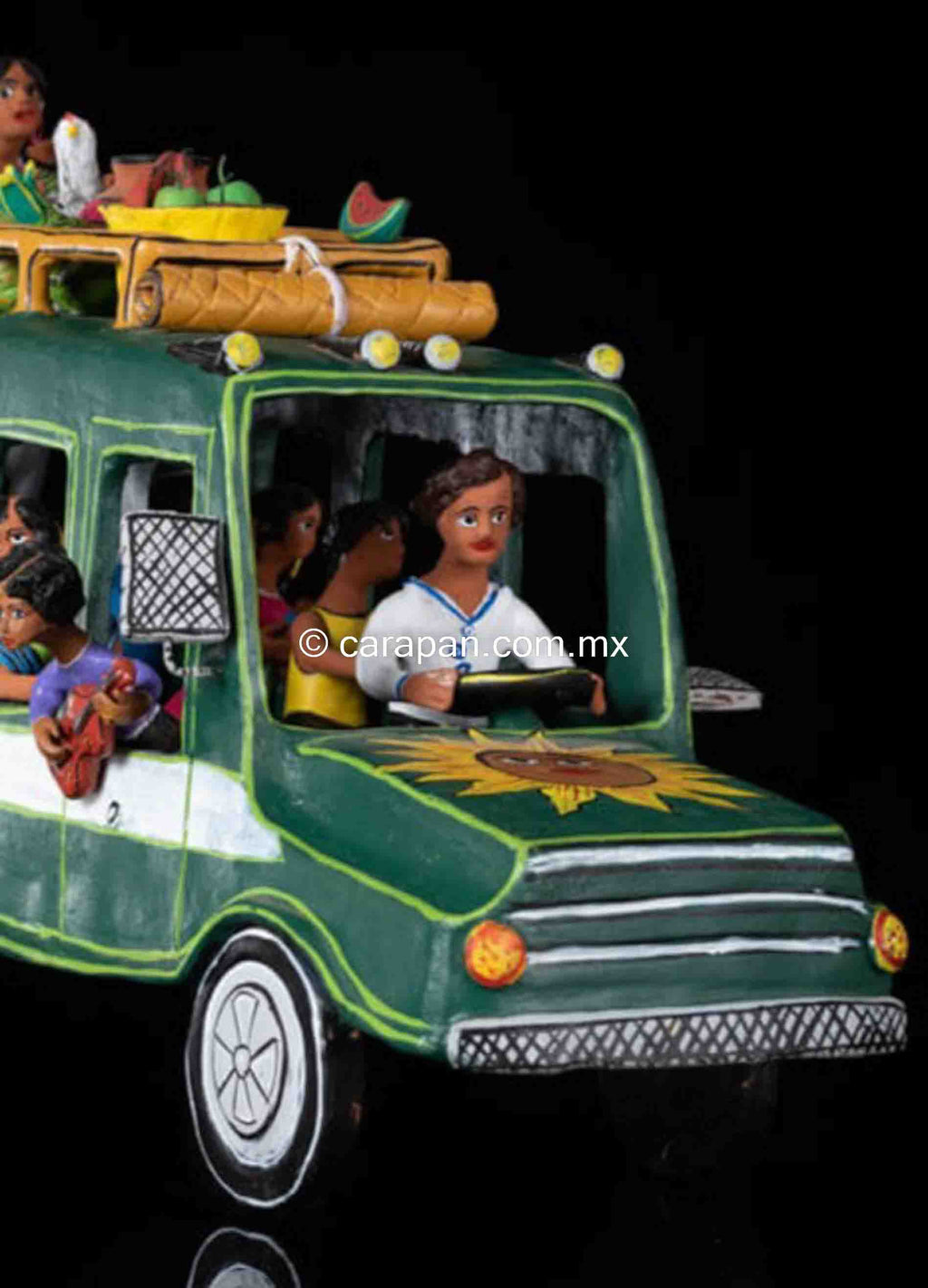 Mexican Clay Bus Sculpture from Ocumicho Michoacán, Folk Art Pottery ...