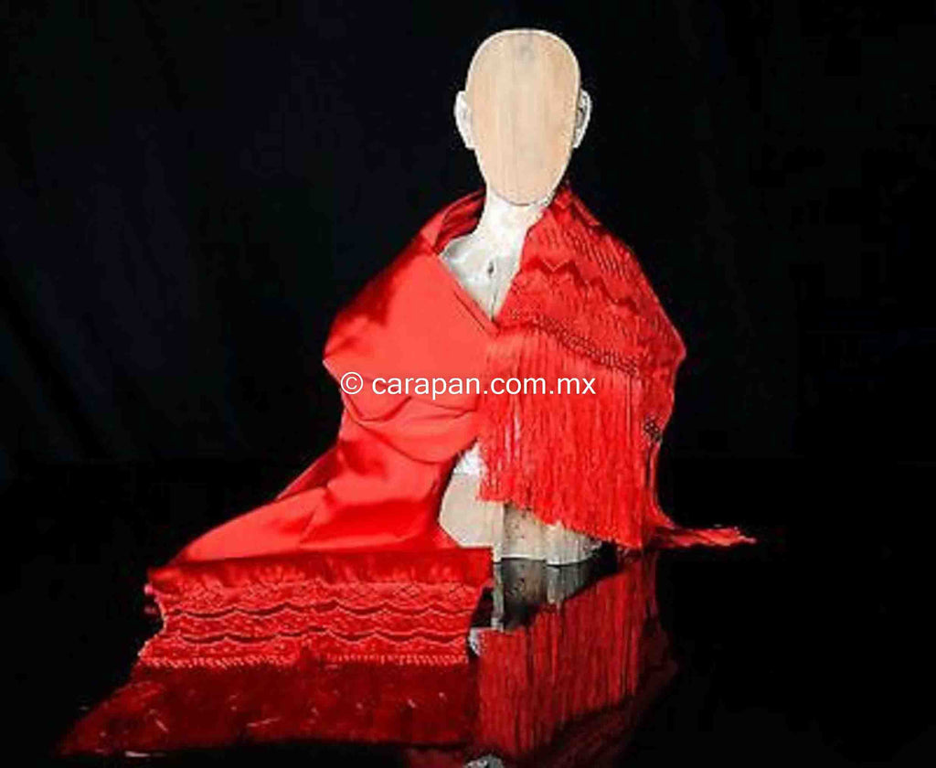 Red Mexican Shawl Red Rebozo Silk Texture back strap loomed in Santa M ...