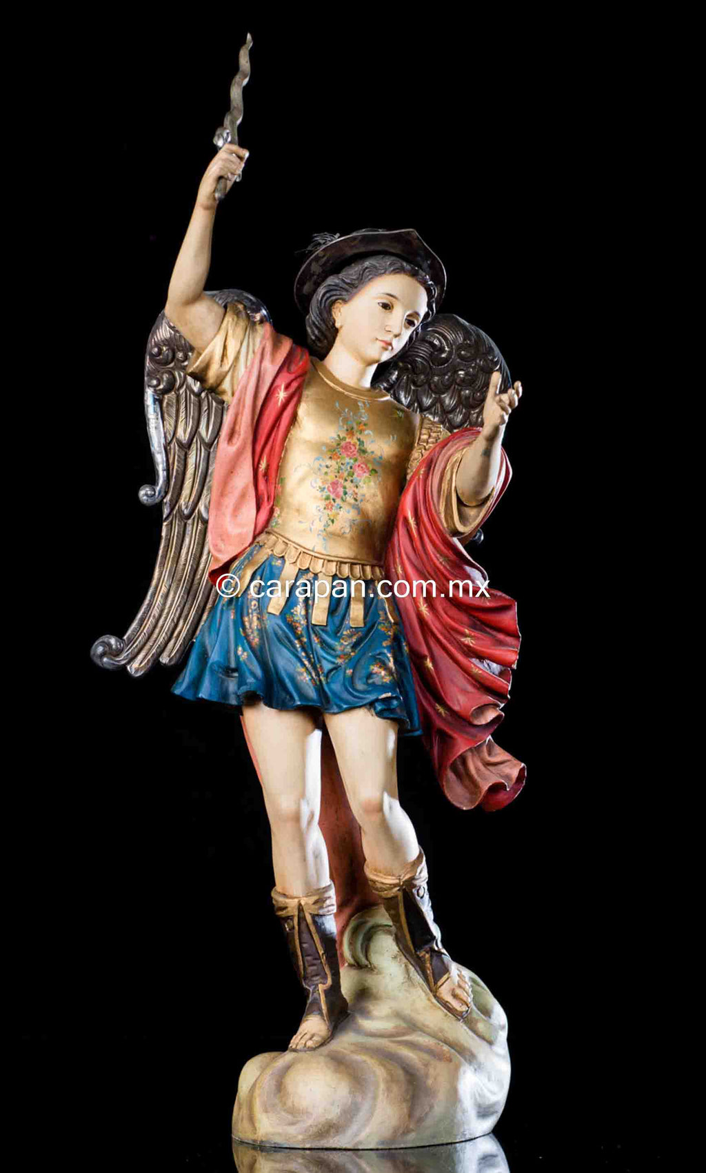 St Michael Archangel Wood Carving with Silver Wings & Sword – CARAPAN ...